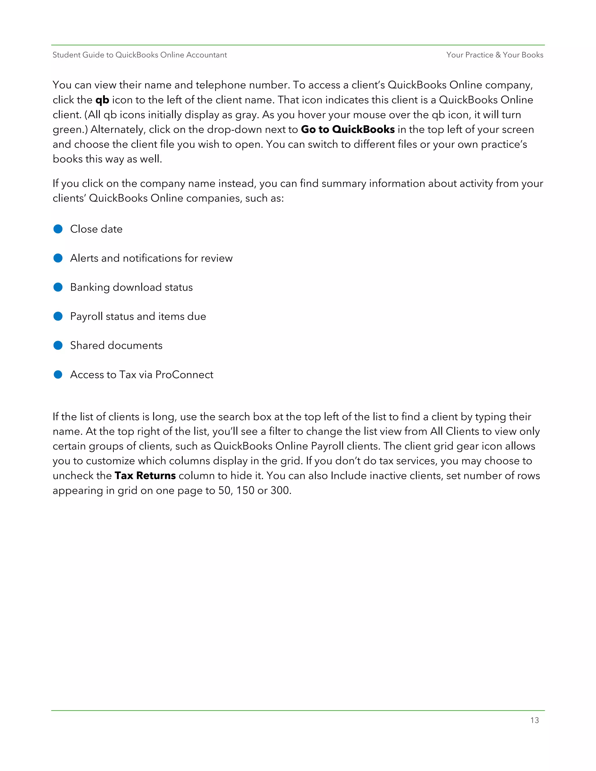 Student guide for quick books online accountant | PDF