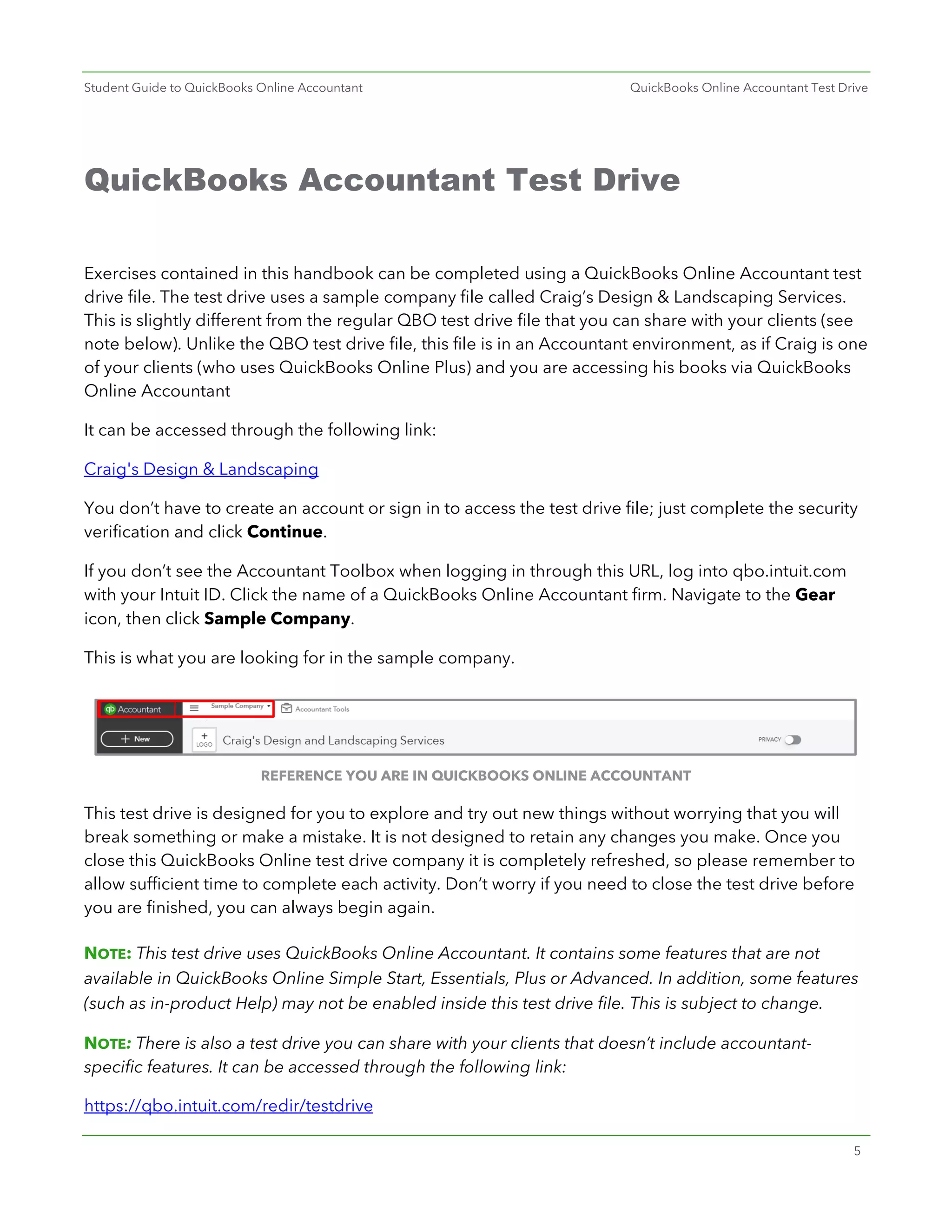 Student guide for quick books online accountant | PDF