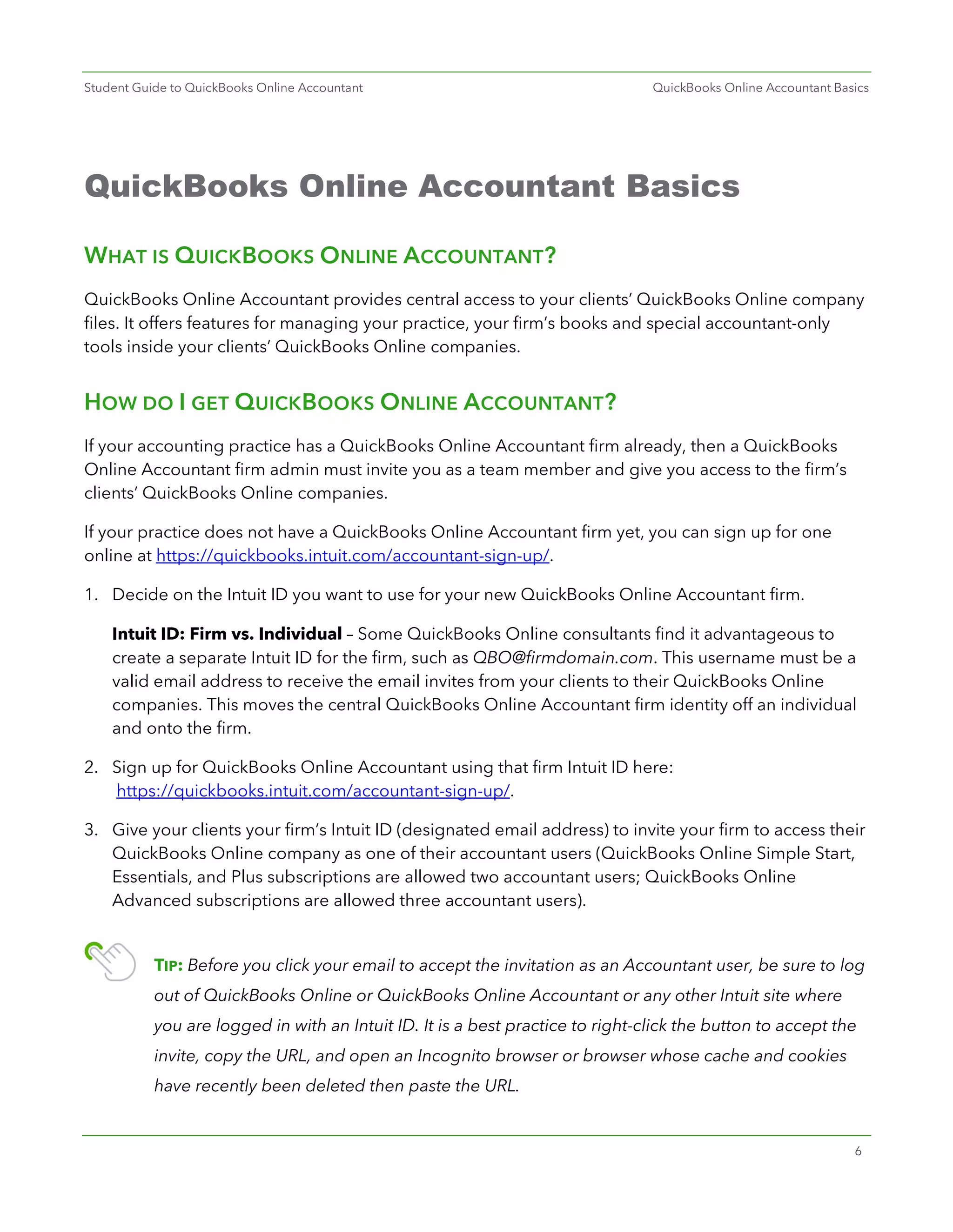 Student guide for quick books online accountant | PDF