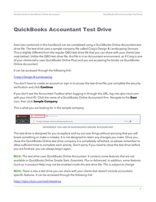 Student guide for quick books online accountant | PDF