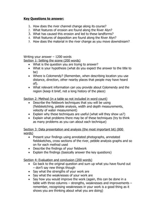 Student guide for_river_alyn_controlled_assessment_(oct_2010) | DOC