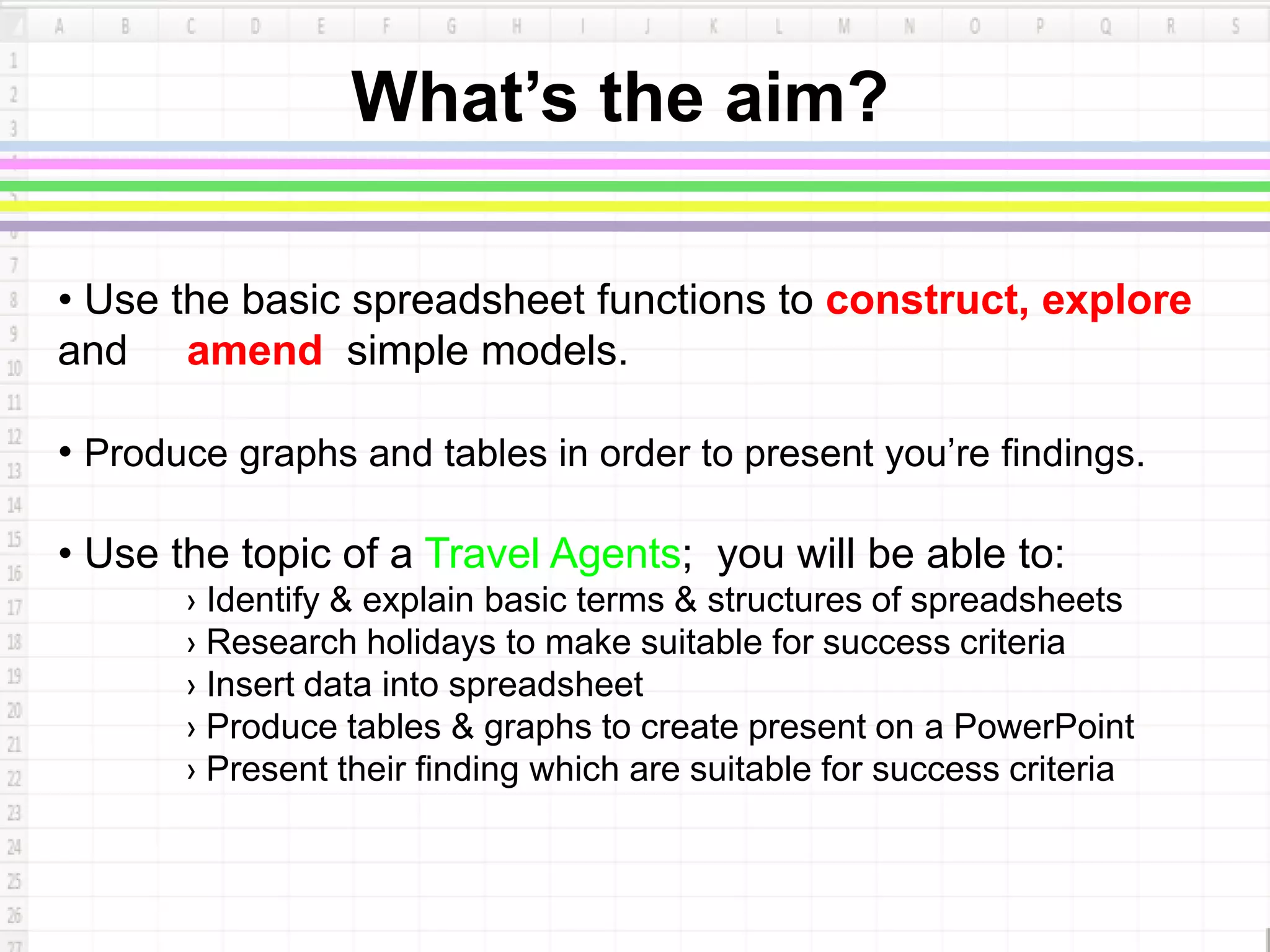 Student guide to spreadsheet modelling | PPTX