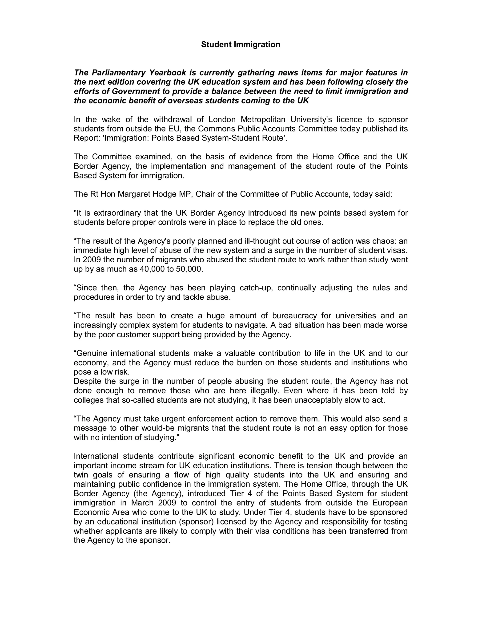 Student Immigration | PDF