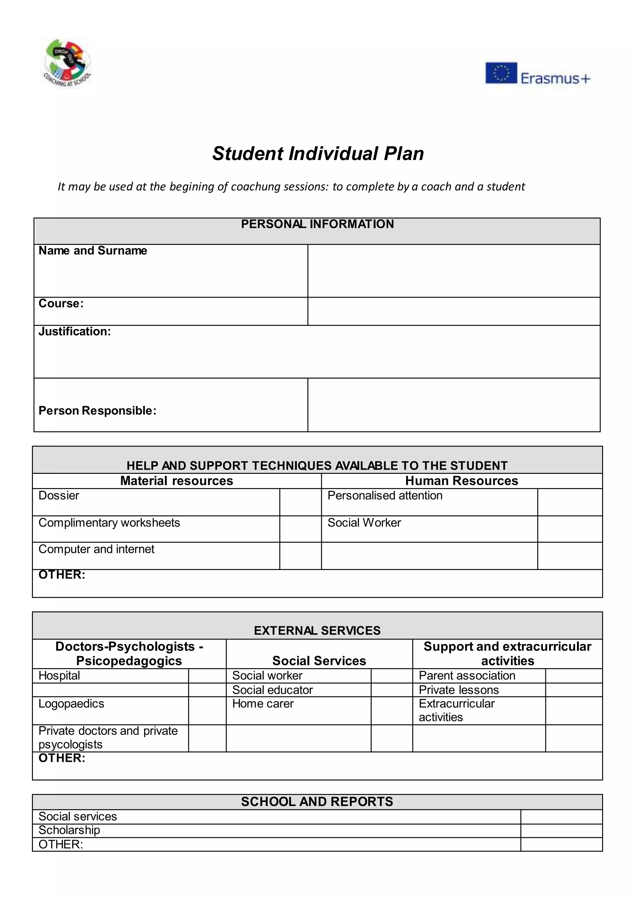 Student individual plan | DOCX