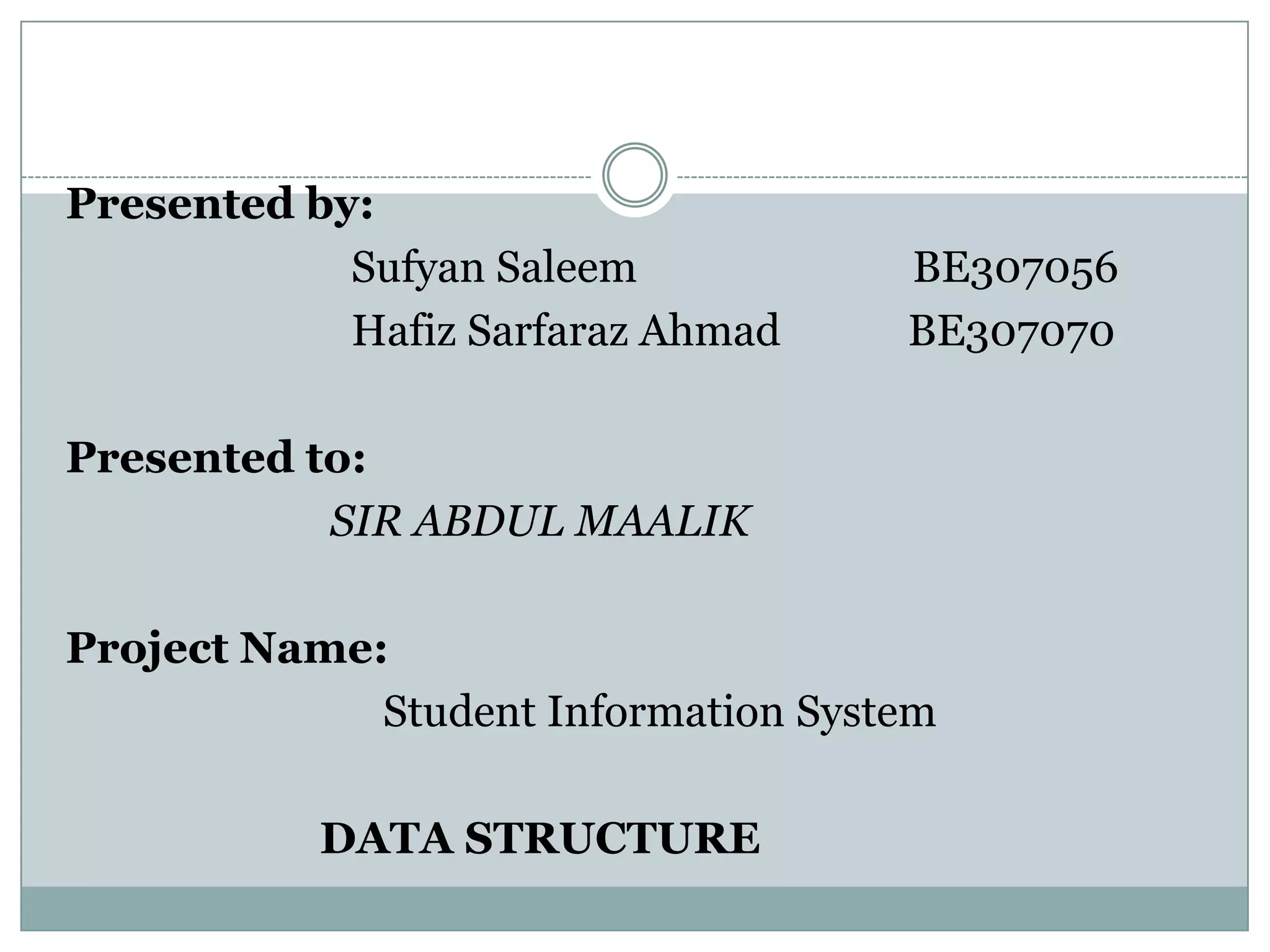 Student information system project | PPTX