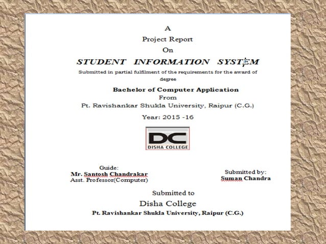 Student information system project report | PPTX | Computing | Technology & Computing
