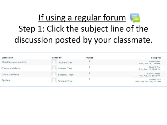 Participating in Forums - Moodle 2.8 | PPTX | Education