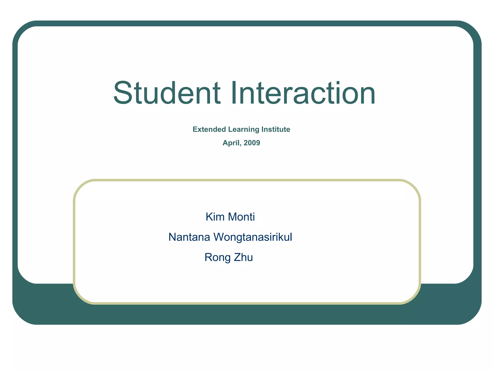 Student Interaction | PPT