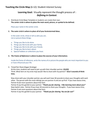 Student interest inventory thinking map circle map kagan timed pair ...