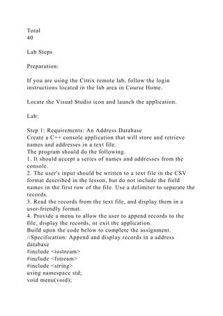 Student Lab Activity CIS170 Week 6 Lab Instructions.docx | Free Download