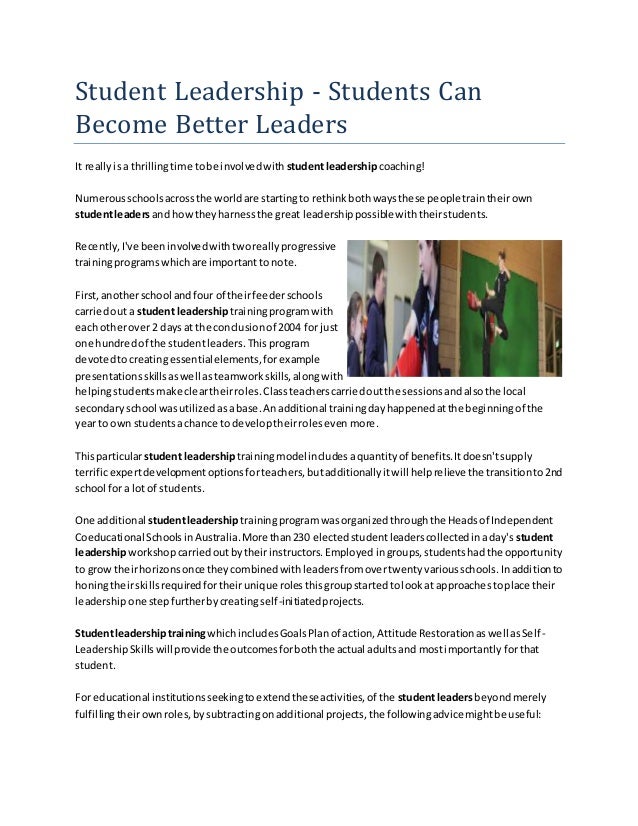 Student leadership students can become better leaders