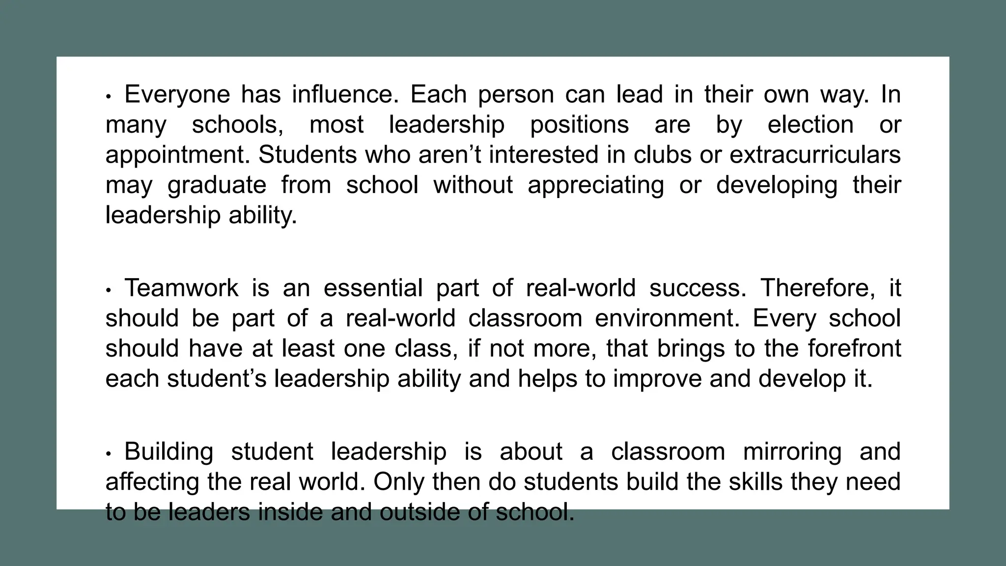 FOSTERING STUDENT LEADERSHIP IN SCHOOLS 2 | PPTX