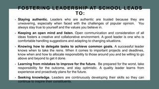 FOSTERING STUDENT LEADERSHIP IN SCHOOLS 2 | PPTX