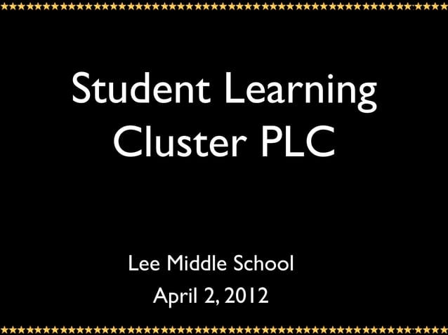 Student learning cluster plc | PPT