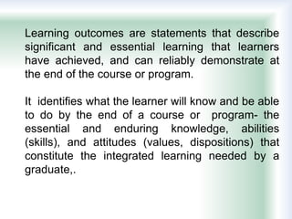 Student learning goals | PPTX | Educational Assessment | Education