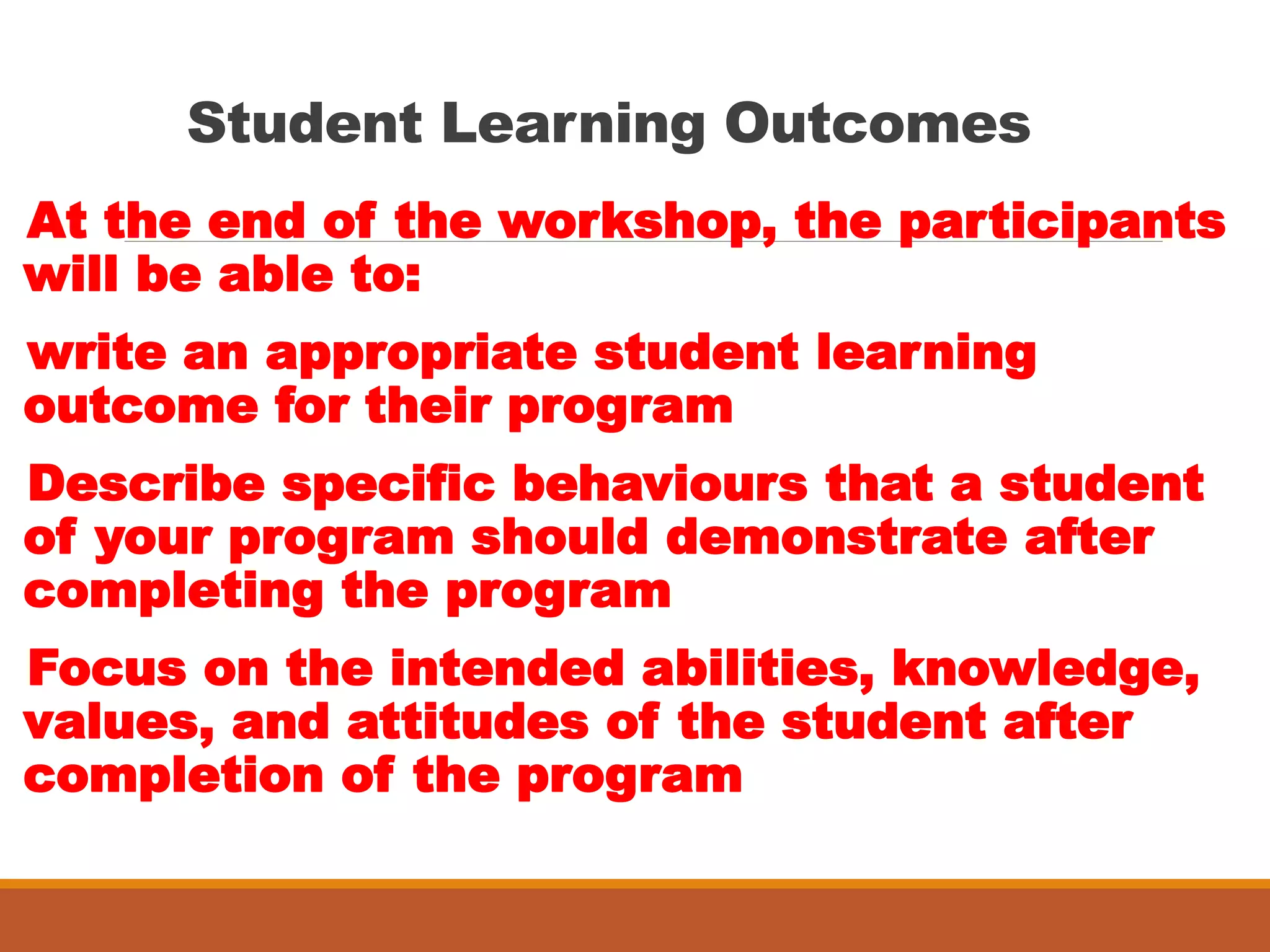 Student Learning Outcomes | PPT