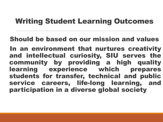 Student Learning Outcomes | PPT | Educational Assessment | Education