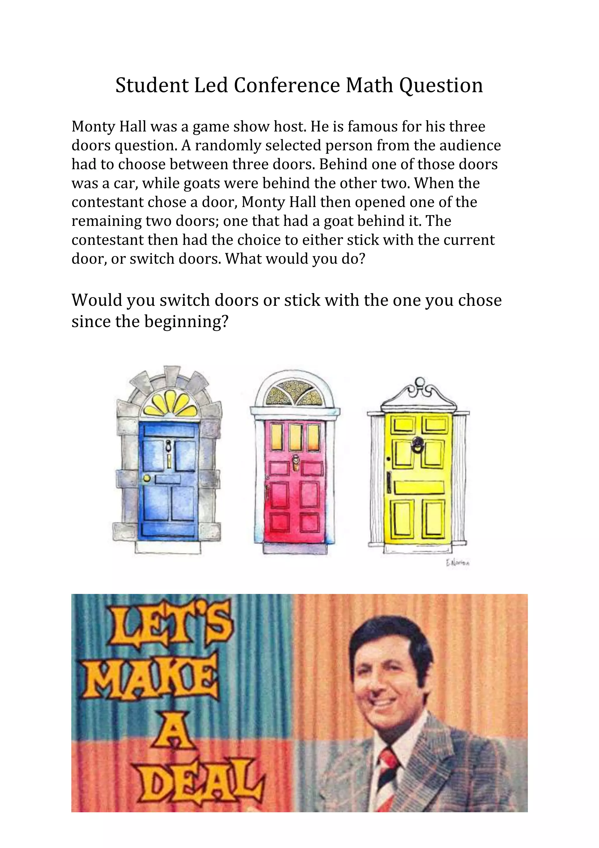 Student led conference math question (1) | PDF