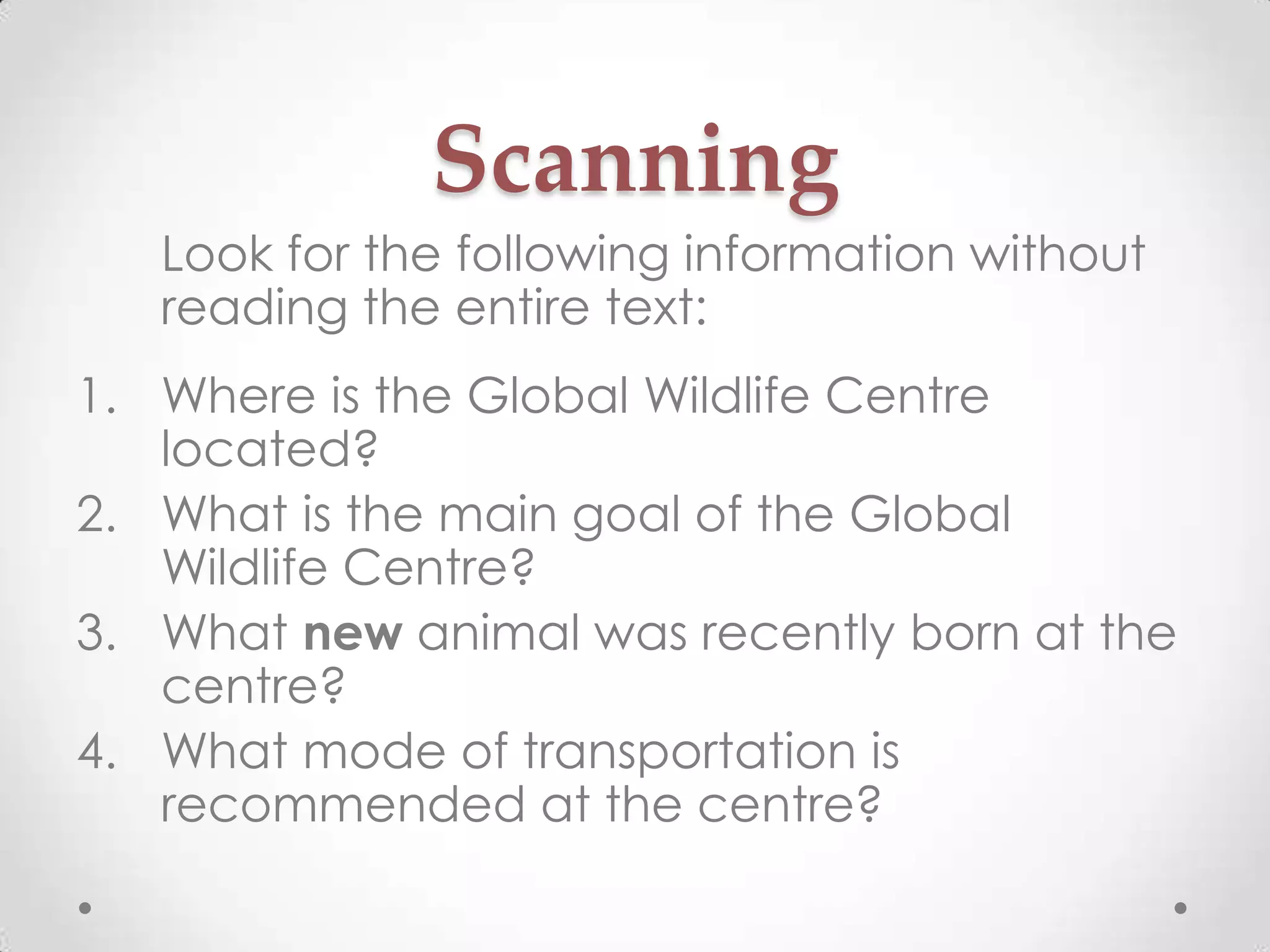 Student lesson 2 prereading skimming scanning | PPTX