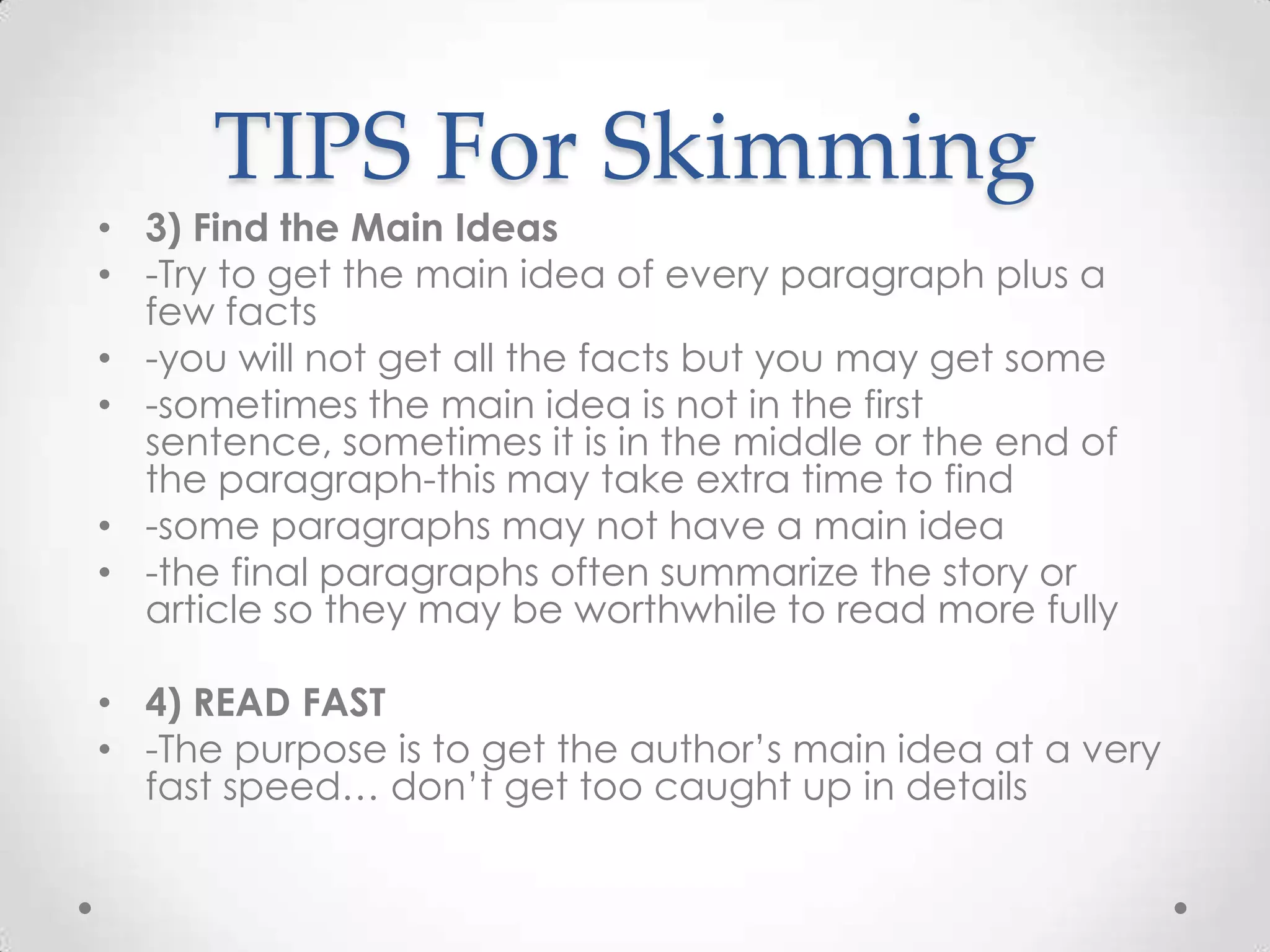 Student lesson 2 prereading skimming scanning | PPTX