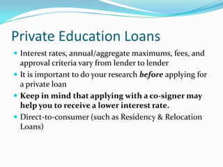 Student Loan Basics | PPTX | Undergraduate Education | College Education