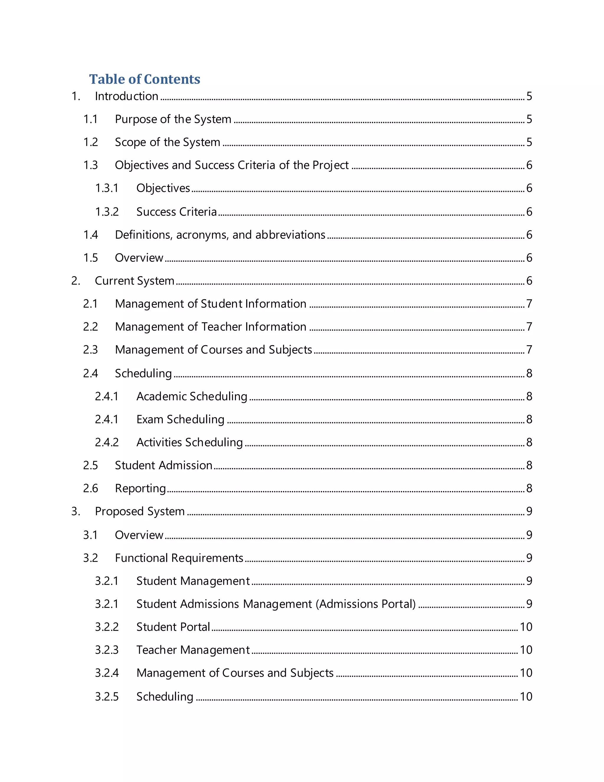 Student management system analysis document | DOCX