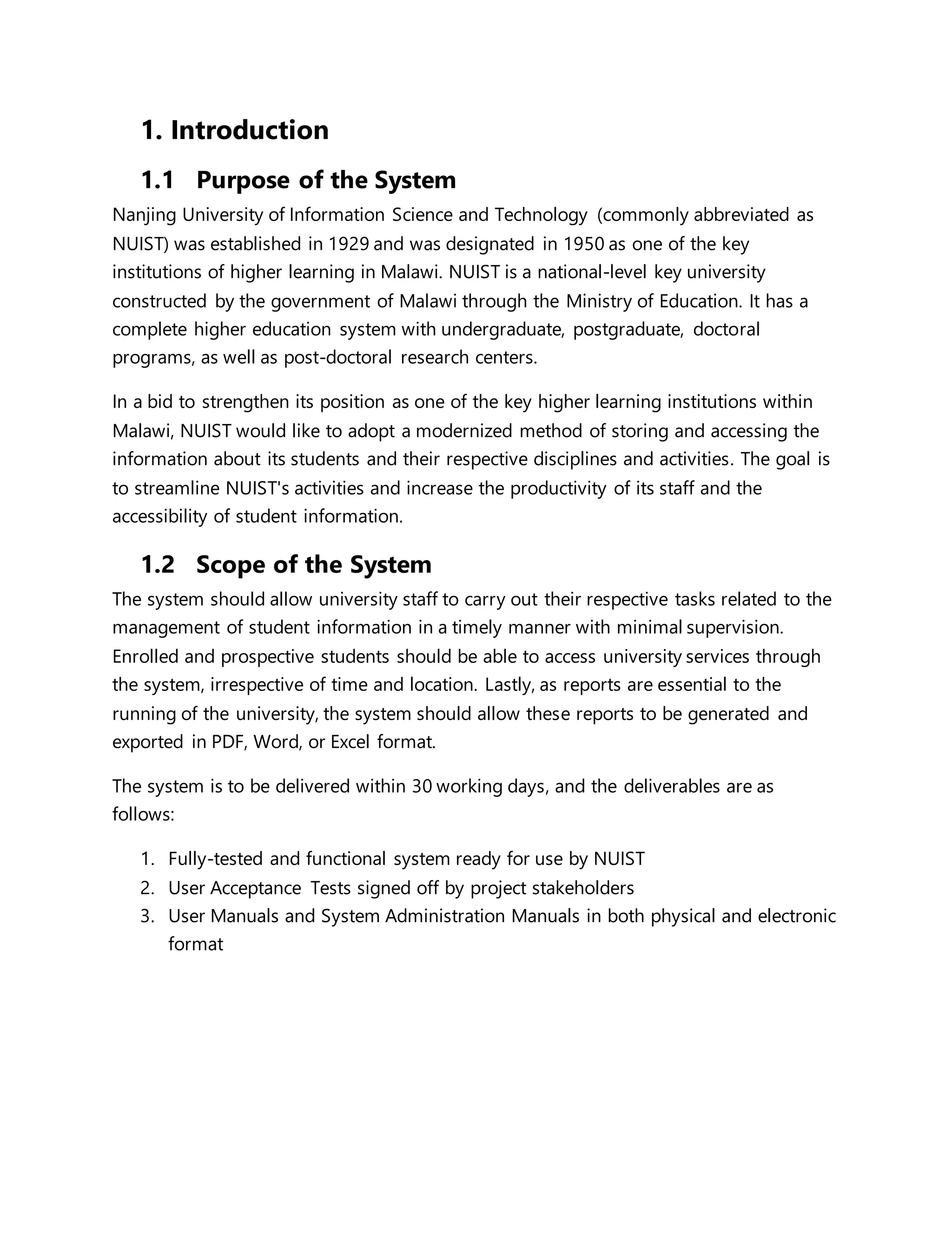 Student management system analysis document | DOCX