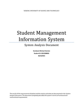 Student management system analysis document | DOCX