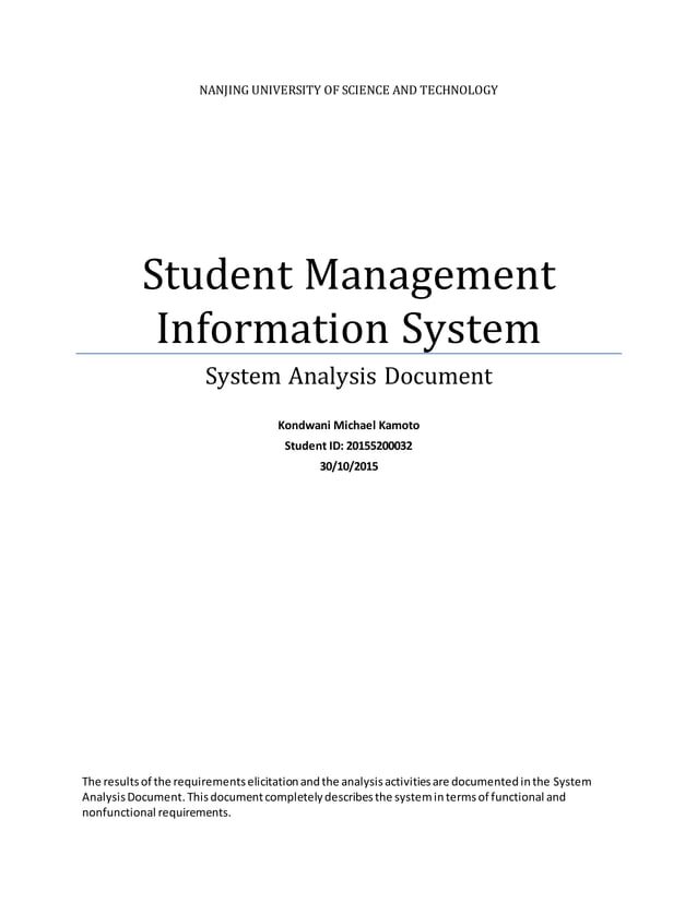 Student management system analysis document | DOCX