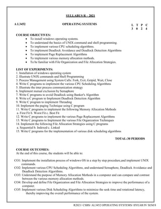 Student manual CSBS (2).pdf for operating systems lab | PDF