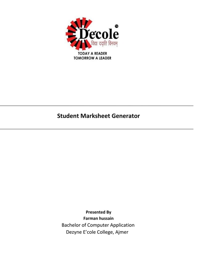 Student marksheet generator | PDF