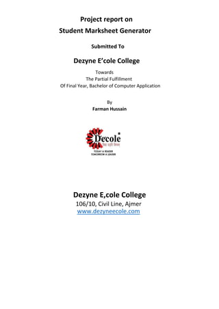 Student marksheet generator | PDF