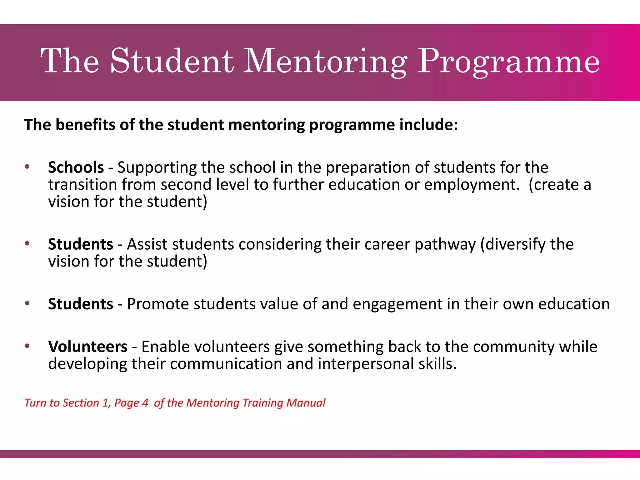 Student Mentoring Programme - Training Workshop Presentation - November ...