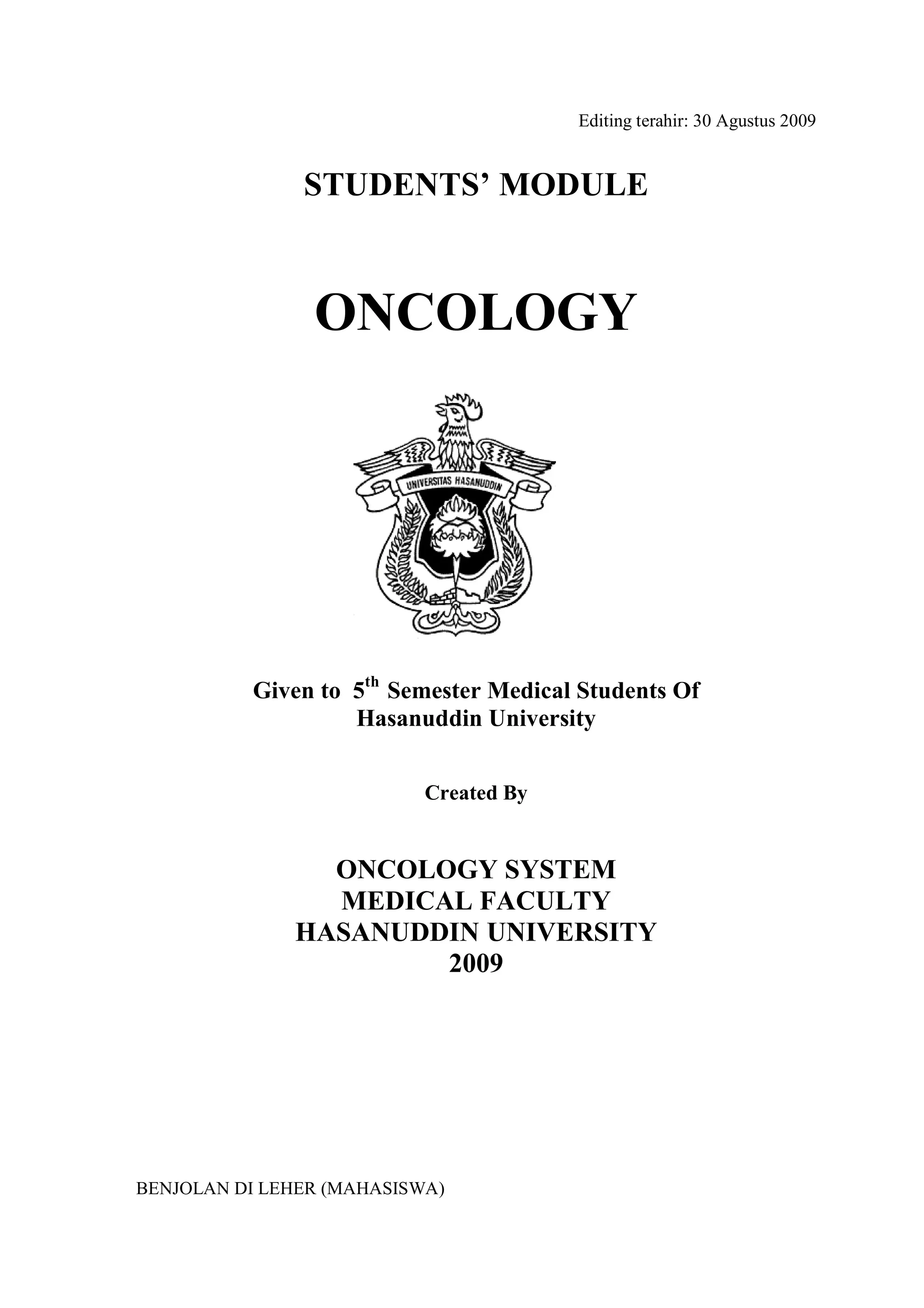 Student modul oncology i | PDF