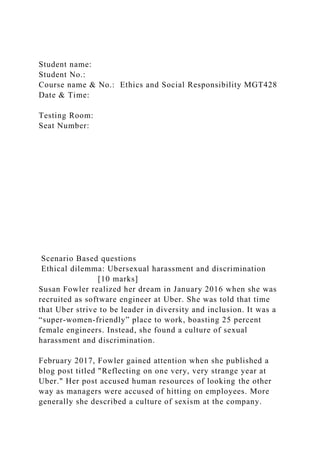 Student nameStudent No.Course name & No. Ethics and Social.docx