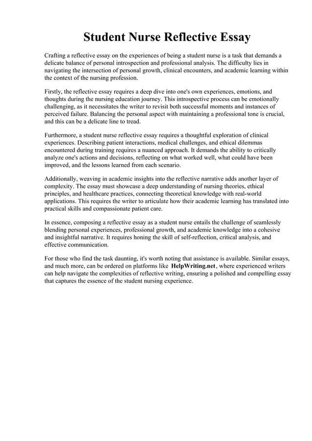 Student Nurse Reflective Essay | PDF