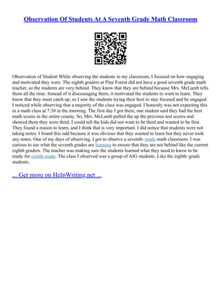 Student Observation | PDF