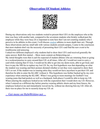Student Observation | PDF