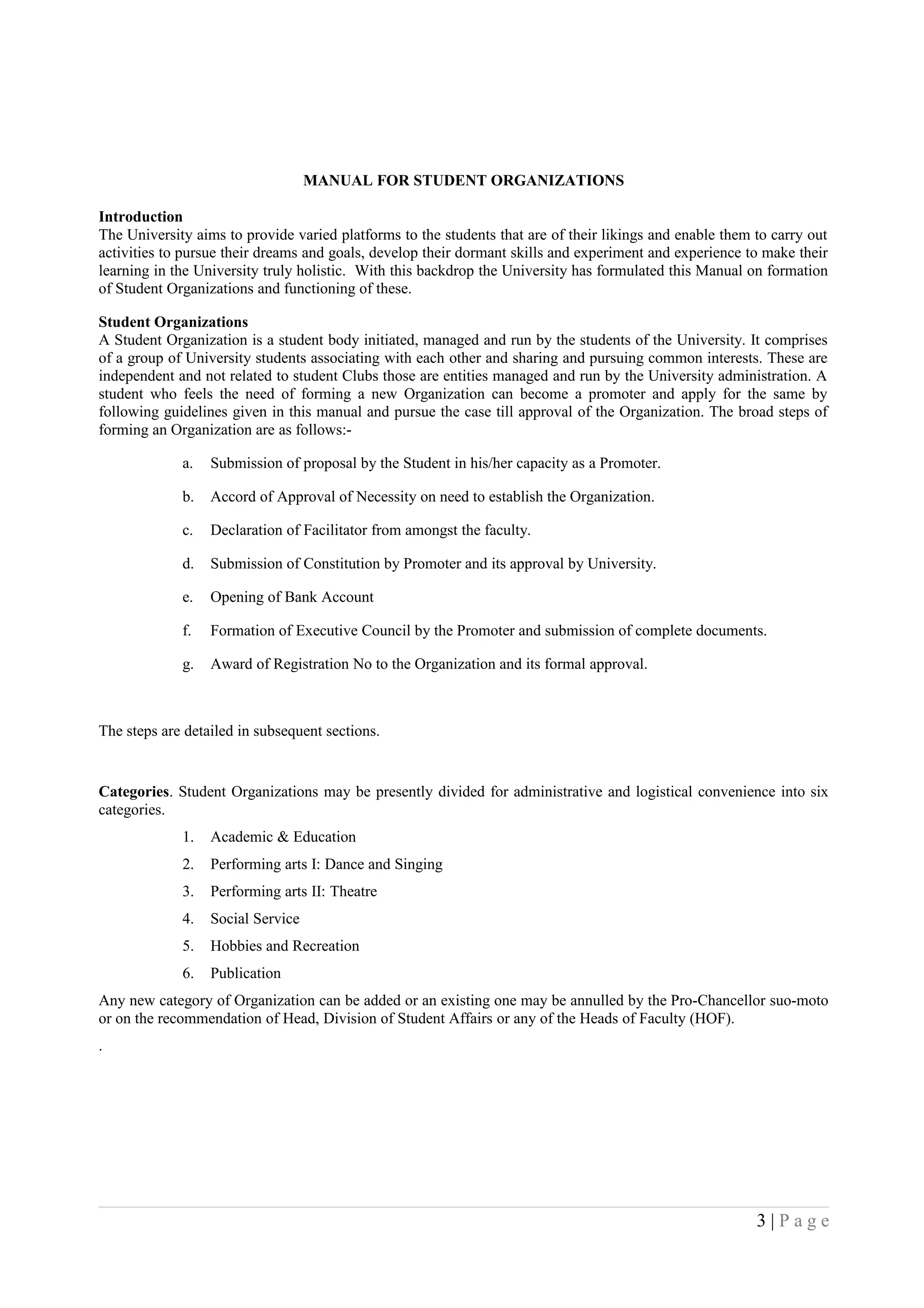 Student organization manual | DOC | Undergraduate Education | College ...