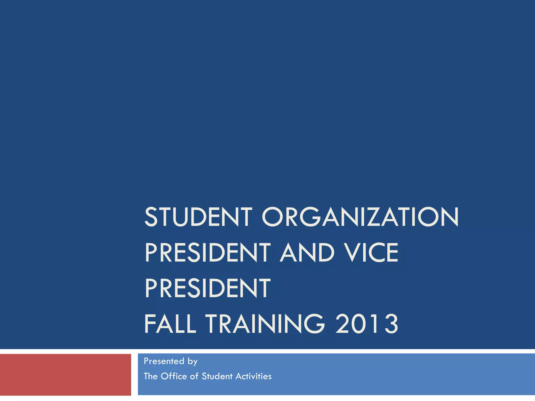 Student organization president and vice president training | PDF