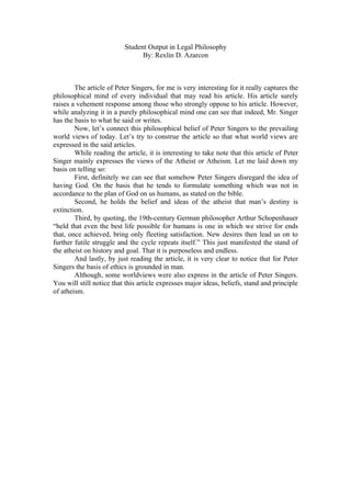 Student output in legal philosophy | PDF