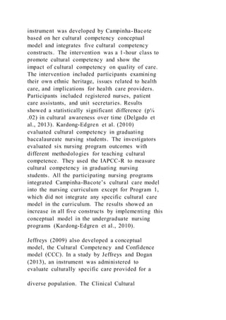 Student PaperCultural Competency in Baccalaureate Nursing | PDF