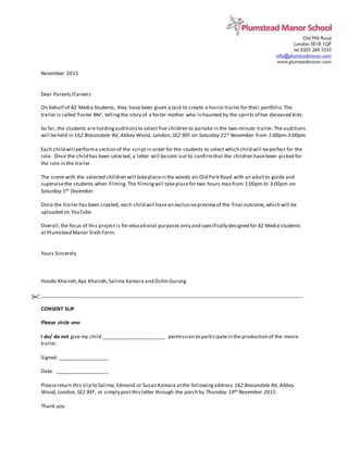 Student permision letter | DOCX