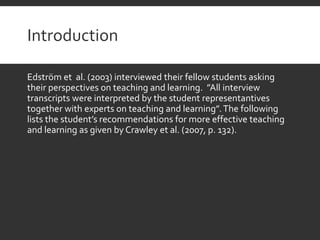Student perspectives on teaching and learning | PPT