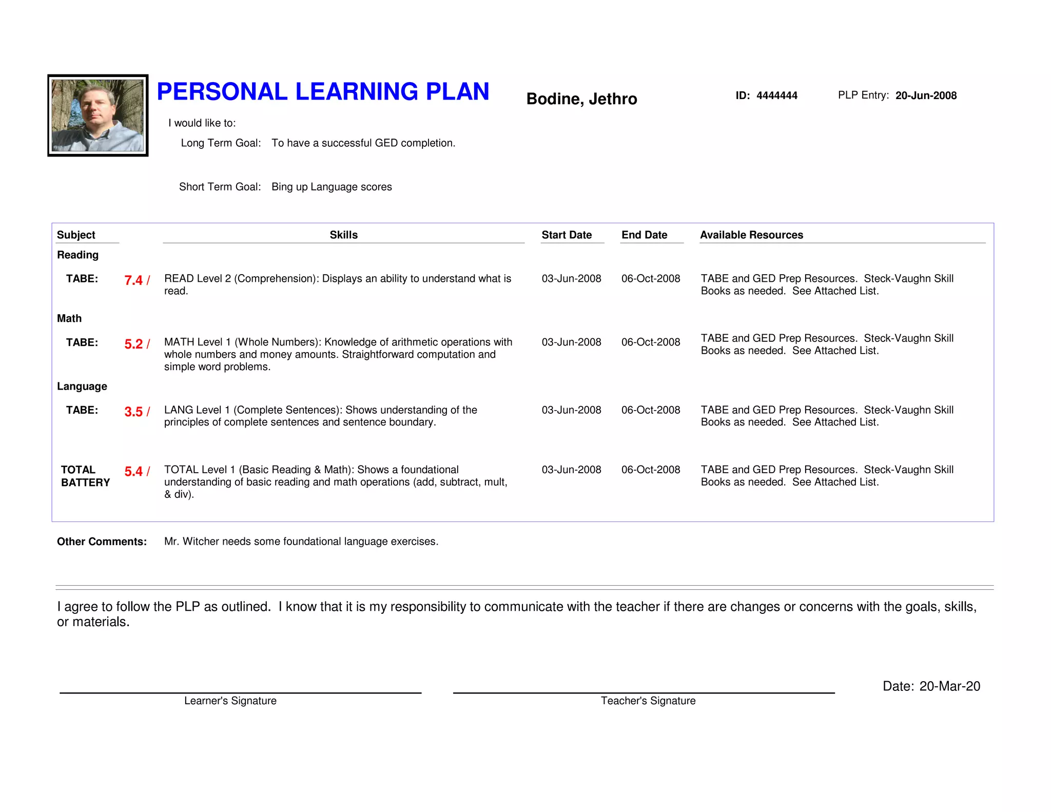 Student Personal Learning Plan | PDF