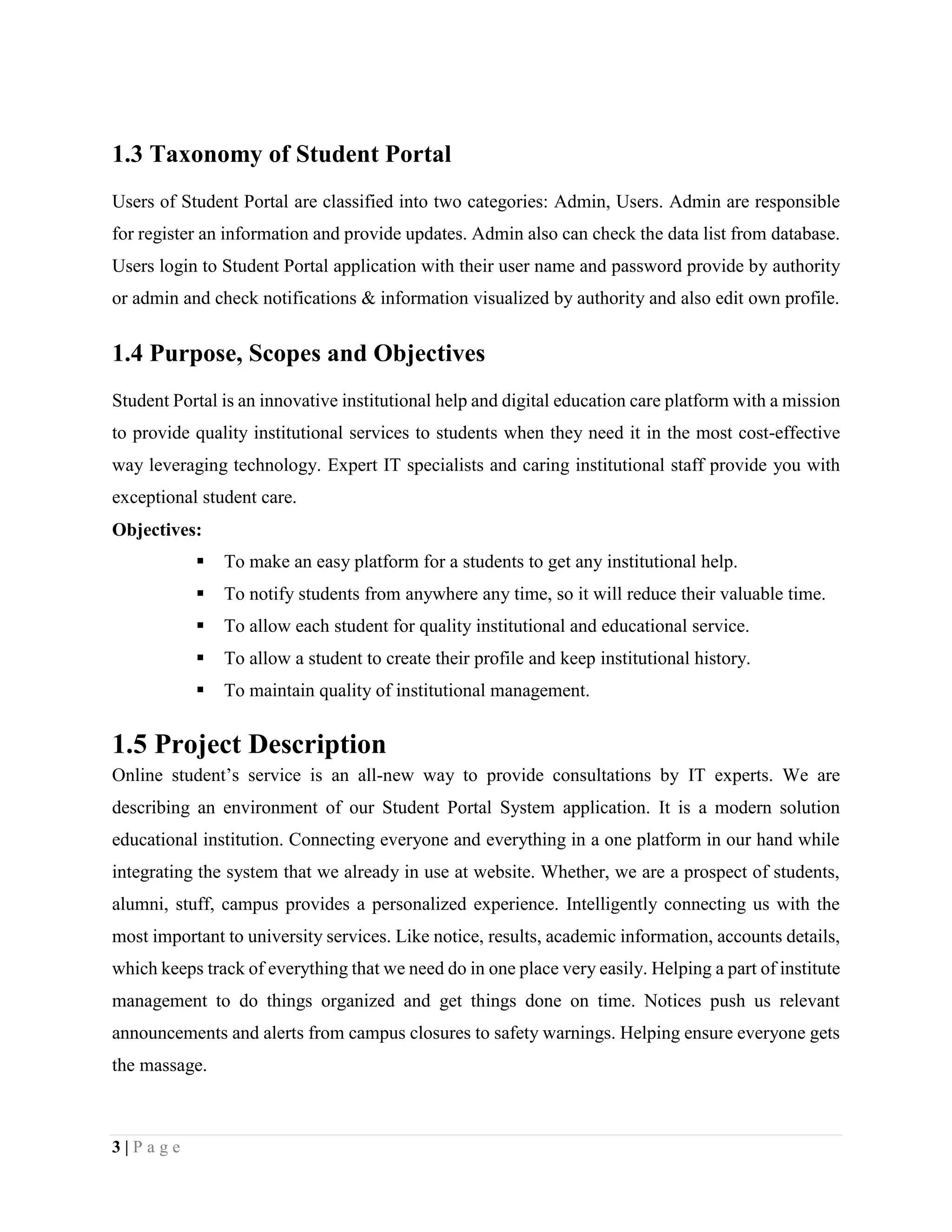 Student portal system application -Project Book | PDF