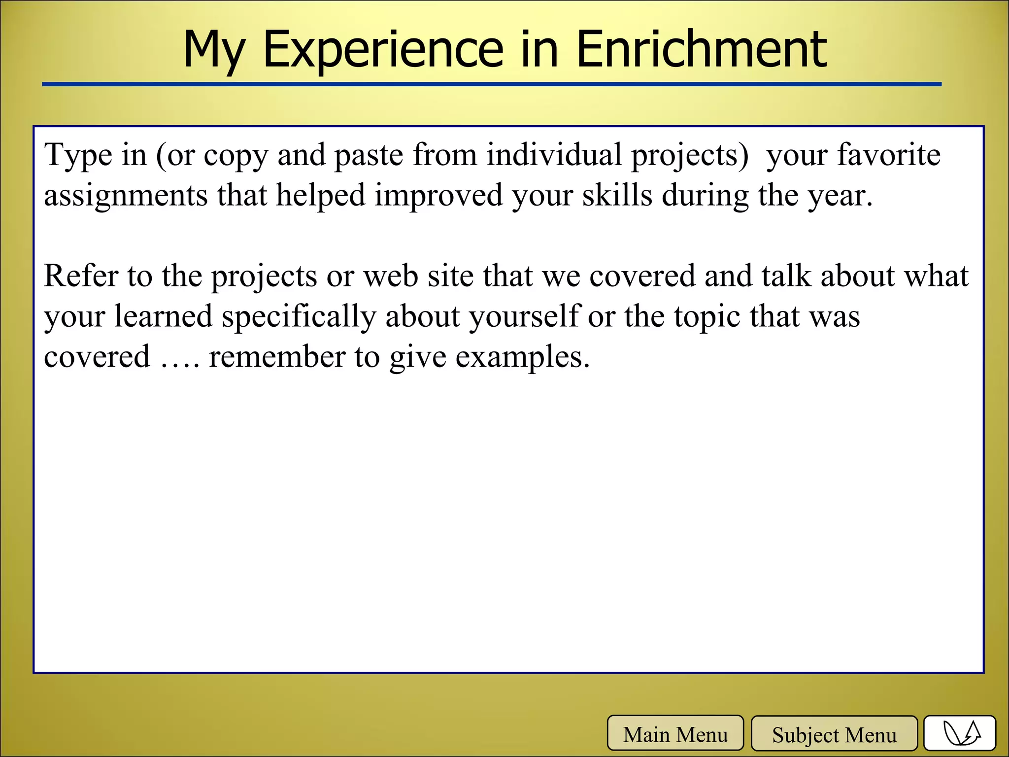 Enrichment Portfolios Template | PPT