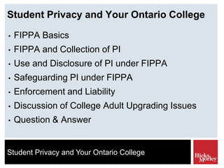 Student privacy and your ontario college | PPT