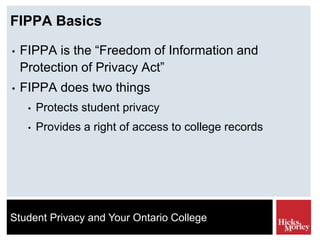 Student privacy and your ontario college | PPT