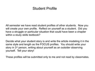 Student profile project aca 450 | PPT